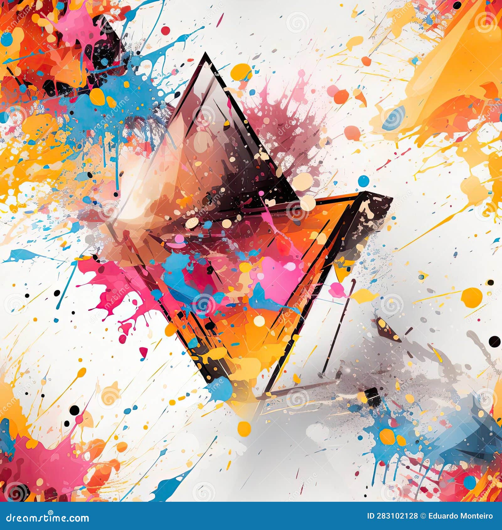 Abstract Image with Sharp Angles and Colorful Splatters (tiled) Stock ...