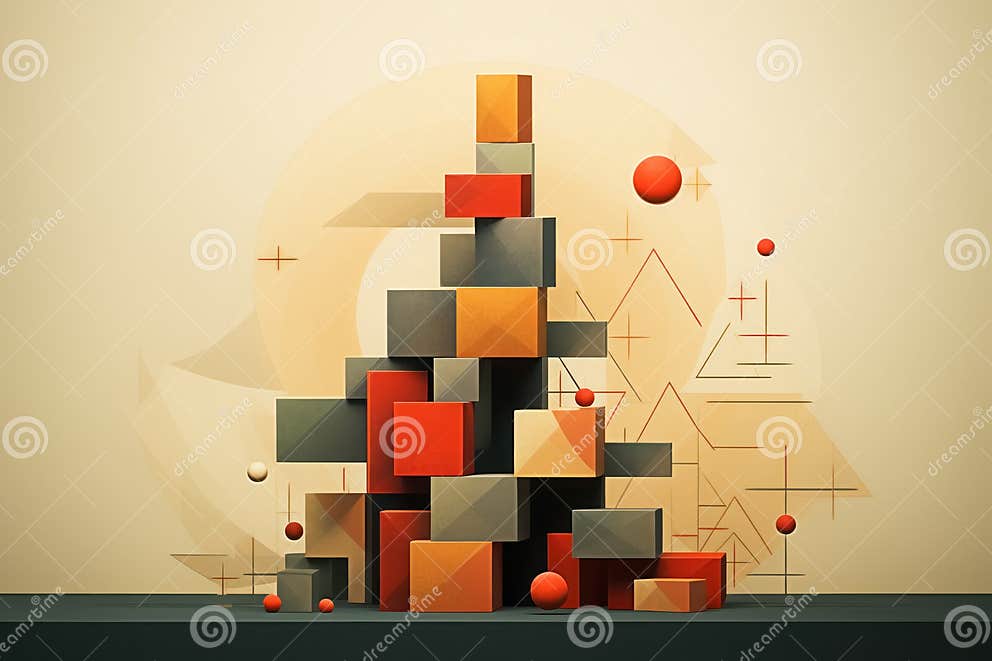 An Abstract Image Showcases Geometric Composition Featuring Pyramids ...