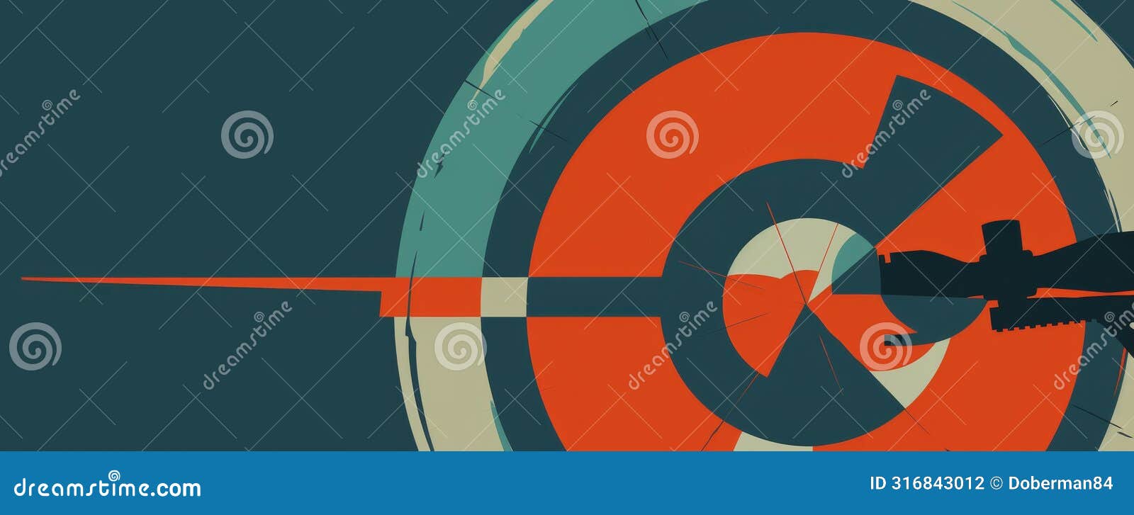 Stylized Sniper Rifle Aligned with Graphic Target for Precision and ...