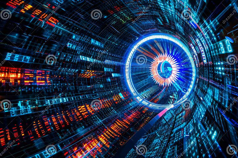 An Abstract Image Showcasing a Blue and Red Circle, a Ferris Wheel ...