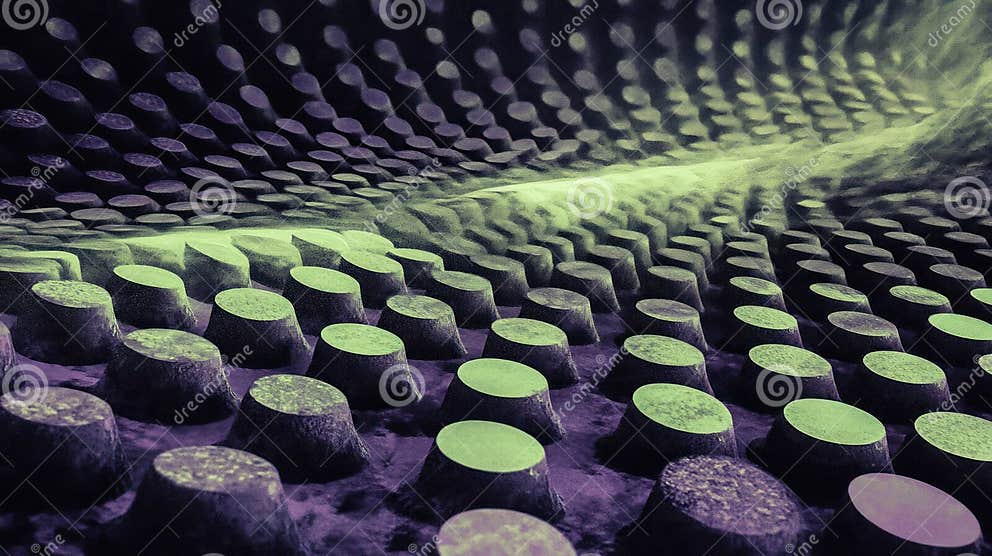 Abstract Image Showcasing a Microscopic Surface with Circular ...