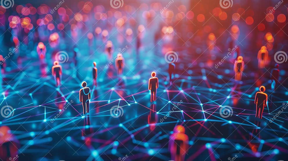 Abstract Image Showing Interconnected Figures in a Glowing Network ...