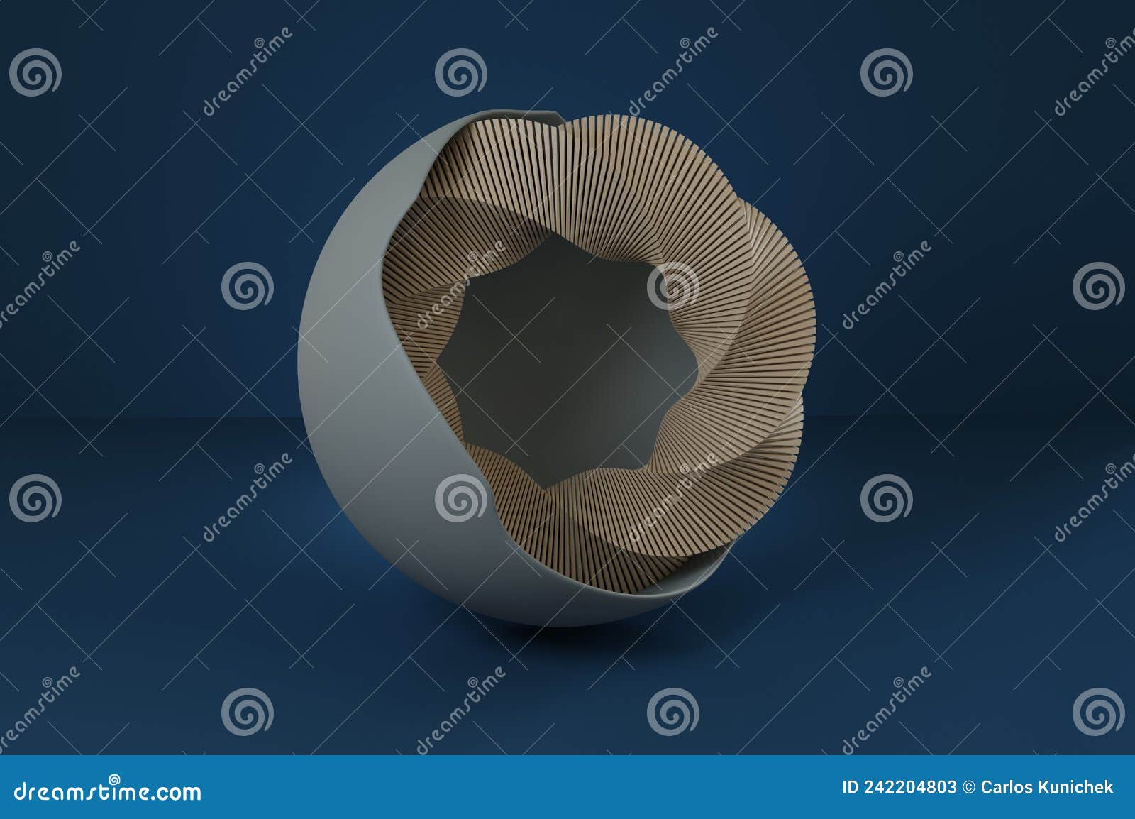 Abstract Image of a Spiral Ring Inside a Sphere on a Neutral Blue ...