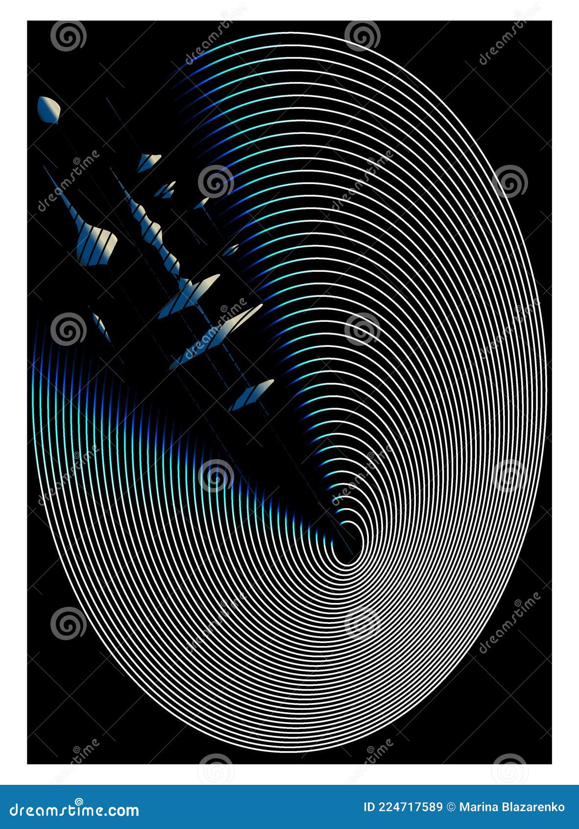 Abstract Unusual Cosmic Figures from Thin Lines with a Gradient on a ...