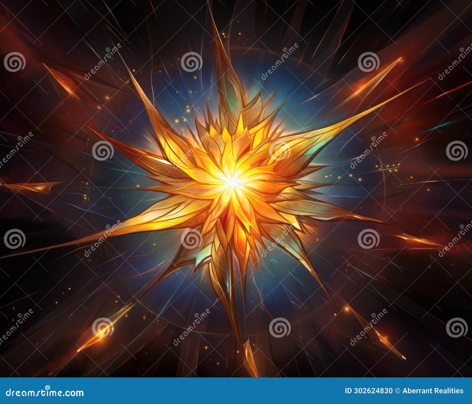 An Abstract Image of a Star Bursting Out of a Black Background Stock ...