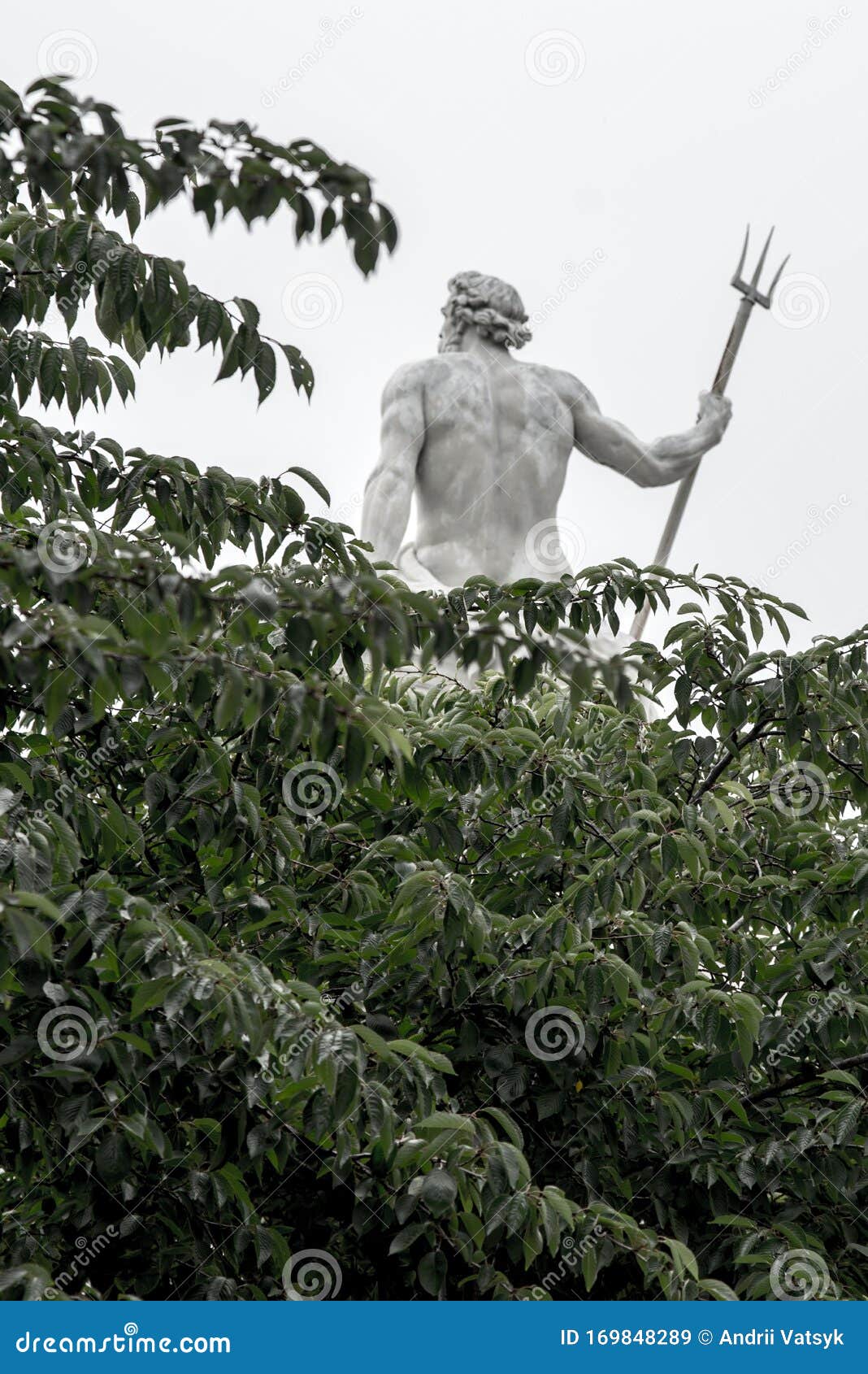 An Abstract Image with a Statue of Neptune Standing Over the Trees ...