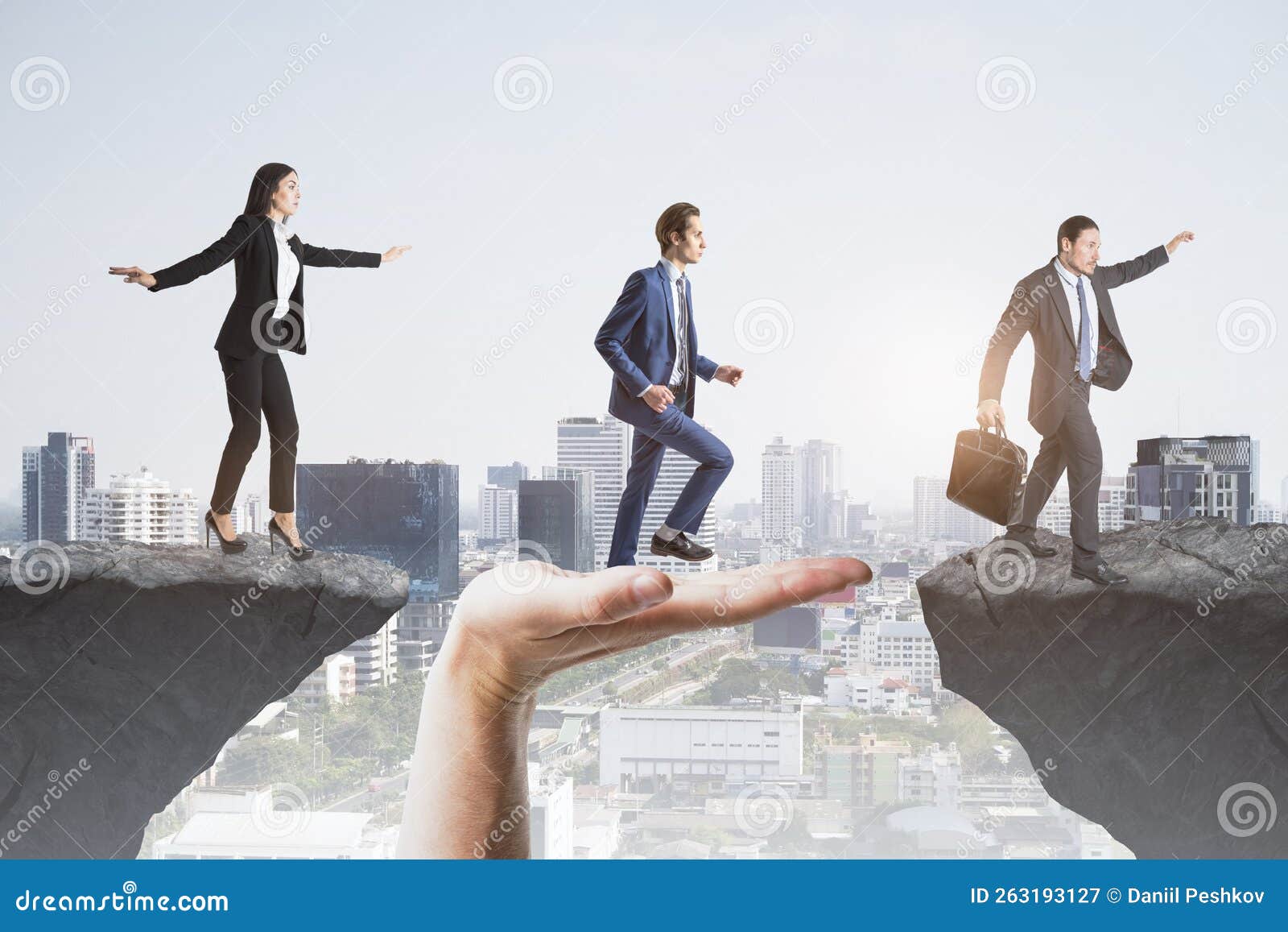 Abstract Image of Team Helping Each Other Walk through Difficulty on ...