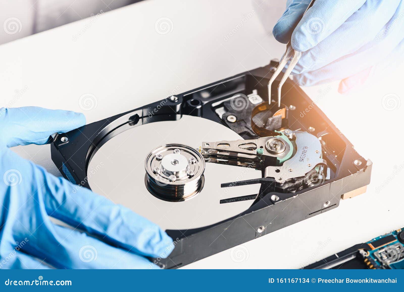 The Abstract Image of the Technician Repairing Inside of Hard Disk ...