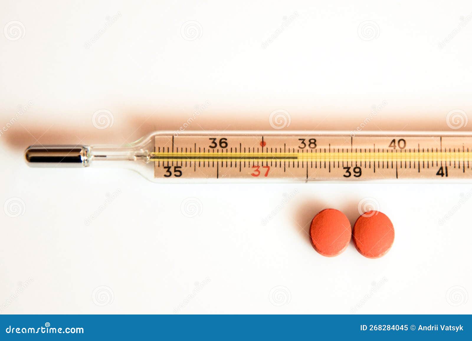 Abstract Image of a Thermometer with High Temperature and Medication ...