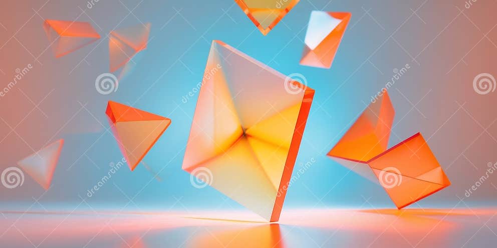 Abstract Image of Translucent Prisms with Orange and Blue Gradient ...
