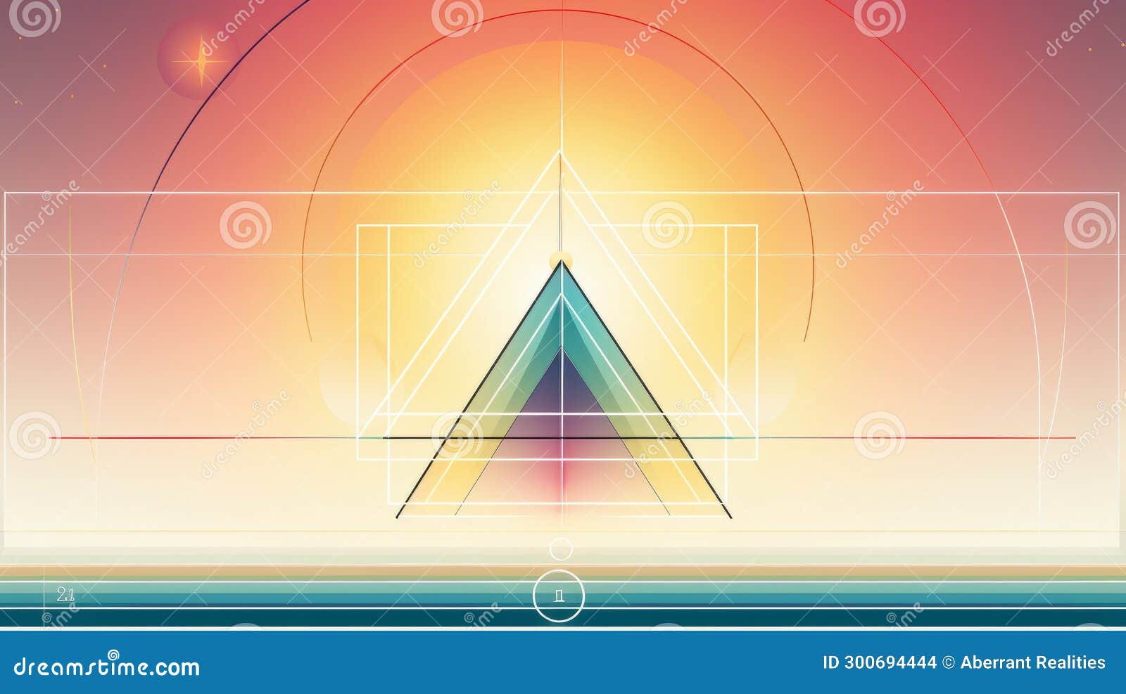 An Abstract Image of a Triangle with a Sun in the Background Stock ...