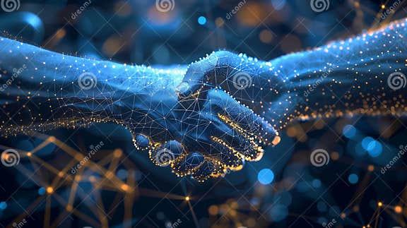Abstract Image of Two Hands Engaging in a Handshake, Composed of a ...