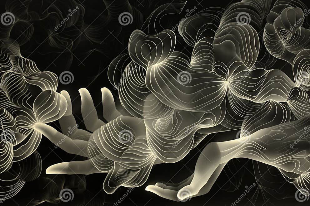 Abstract Image of Two Hands in the Form of Ghostly Smoke. Stock ...