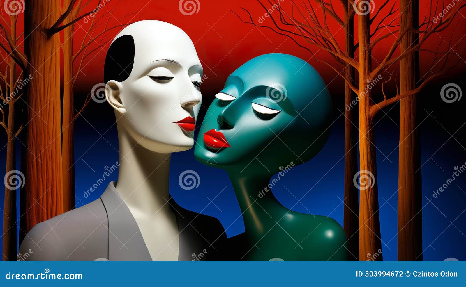 Abstract Image of Two Stylized Faces in Profile. Stock Illustration ...