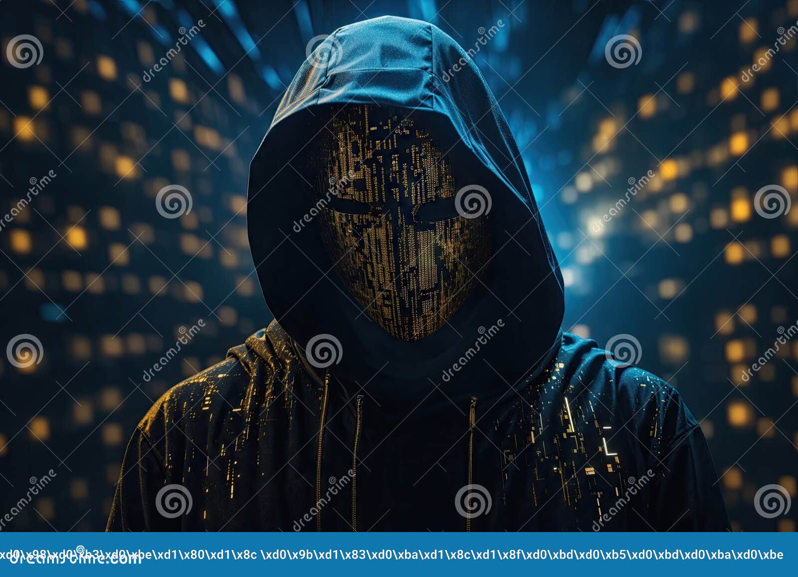 Unrecognizable Man Hacker Wearing Sweatshirt With Hood Typing On ...