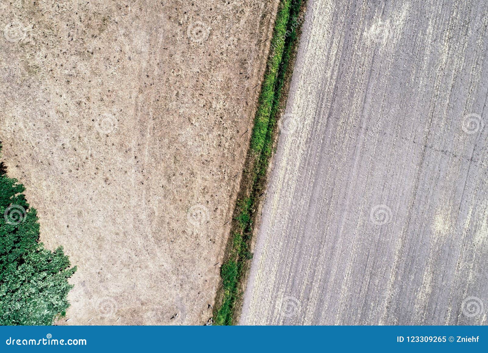 Abstract Image from a Vertical Aerial View of a Narrow Dry Moat Cutting ...