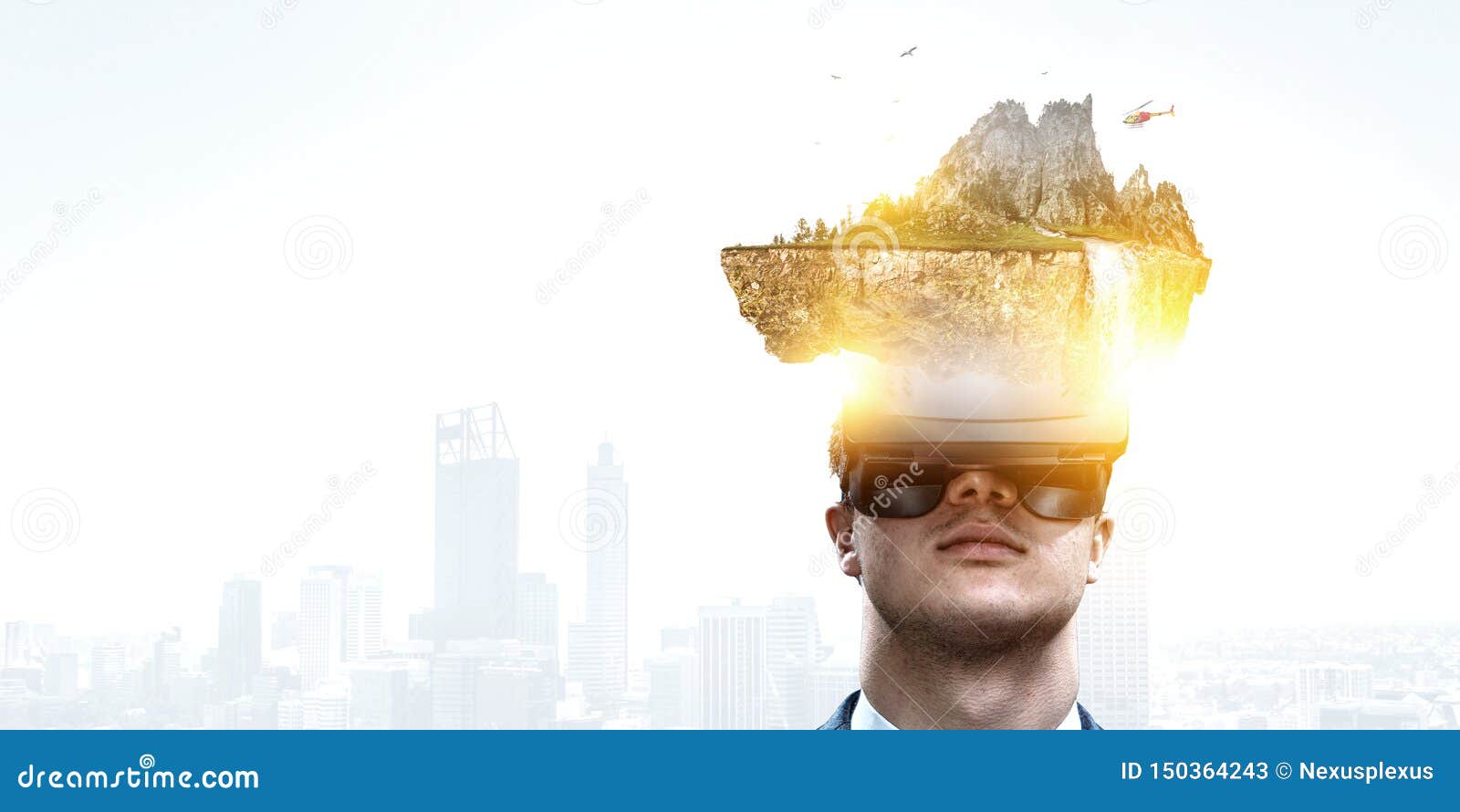 Abstract Image of Virtual Reality Experience, a Man in VR Glasses Stock ...