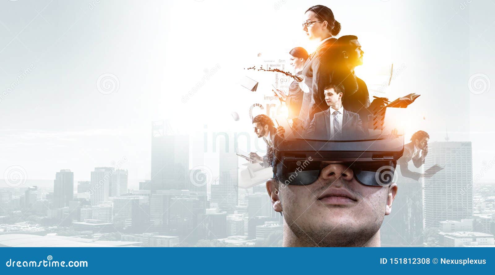 Abstract Image of Virtual Reality Experience, a Man in VR Glasses Stock ...