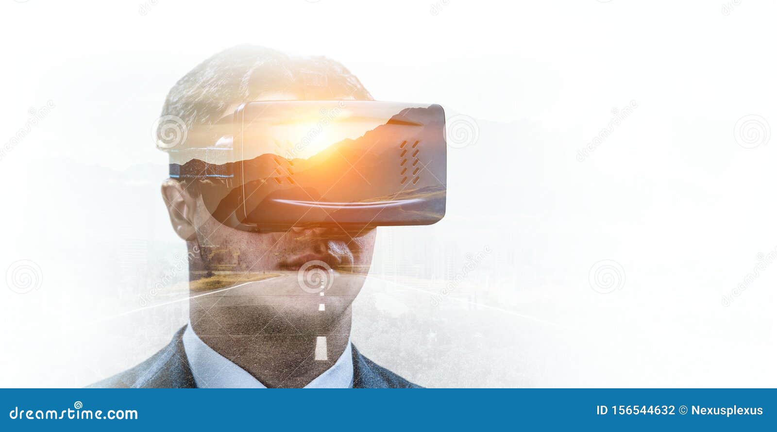 Abstract Image of Virtual Reality Experience, a Man in VR Glasses Stock ...