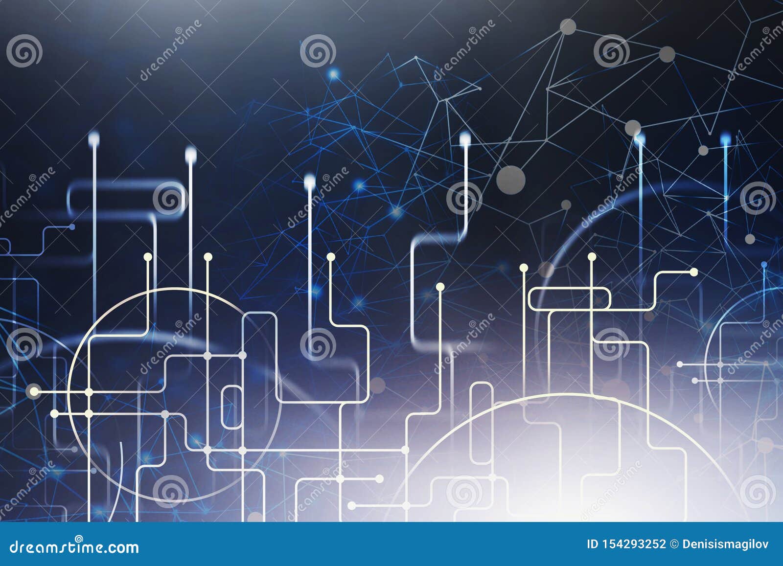 Abstract Immersive Dark Blue Connection Interface Stock Illustration ...