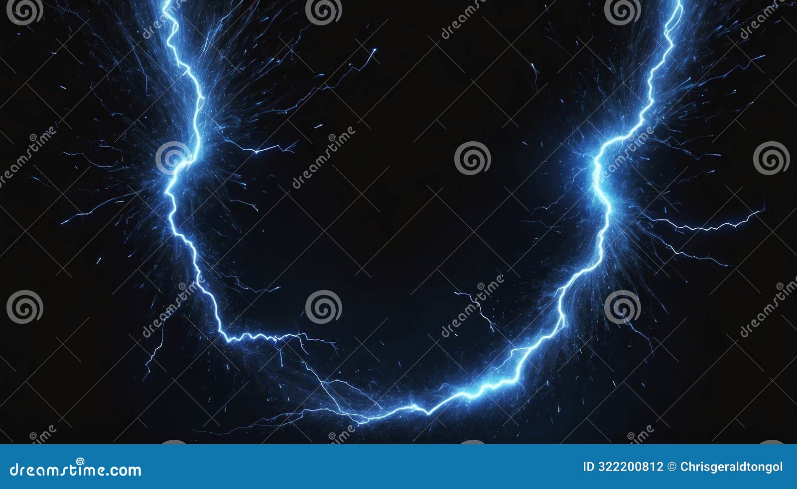 Abstract Impact of Blue Glowing Light Particles with Lightning Sparks ...