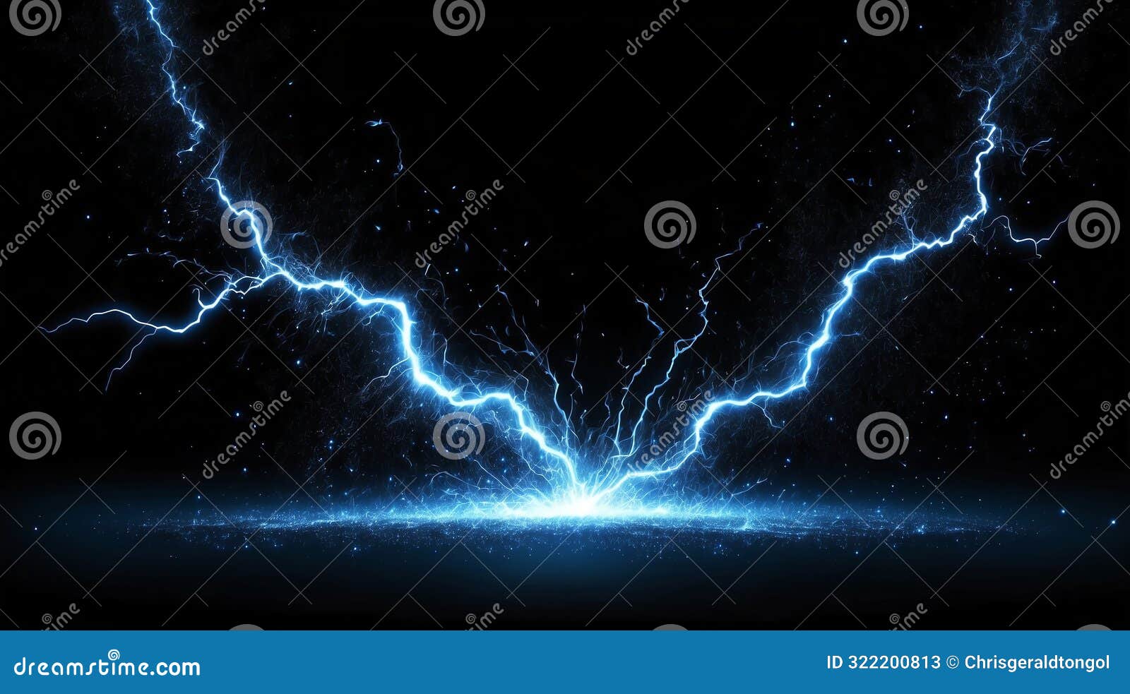 Abstract Impact of Blue Glowing Light Particles with Lightning Sparks ...