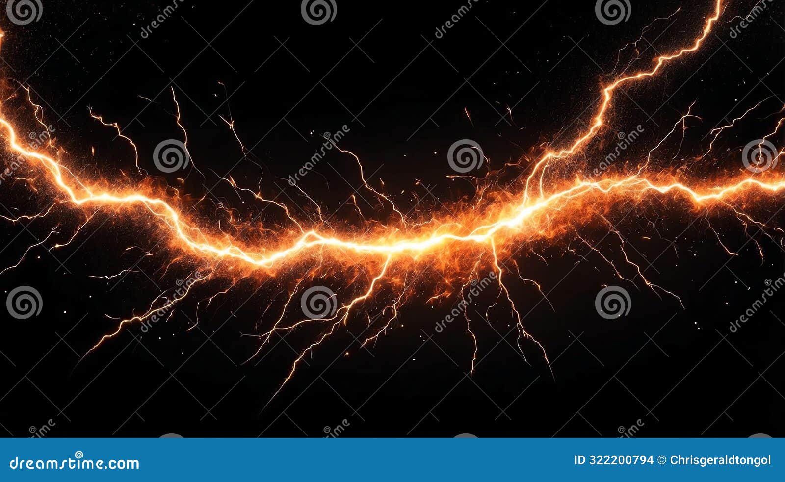 Abstract Impact of Orange Glowing Light Particles with Lightning Sparks ...