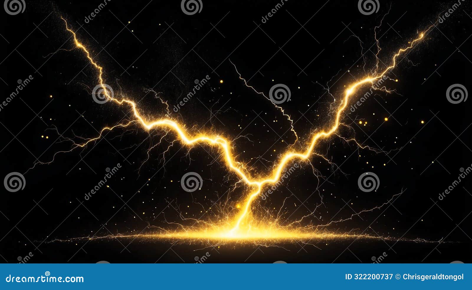 Abstract Impact of Yellow Glowing Light Particles with Lightning Sparks ...