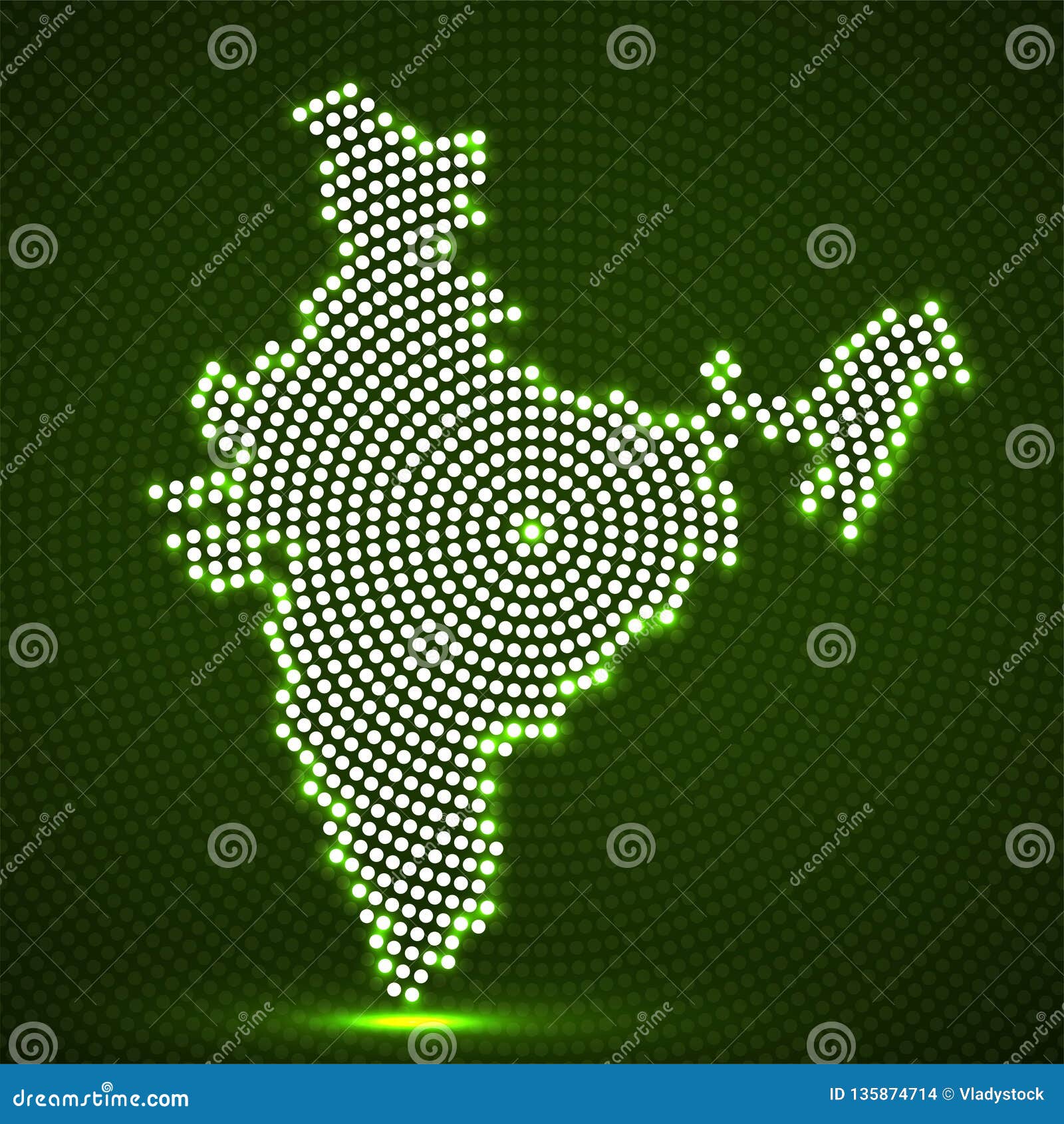 Abstract India Map of Glowing Radial Dots Stock Vector - Illustration ...