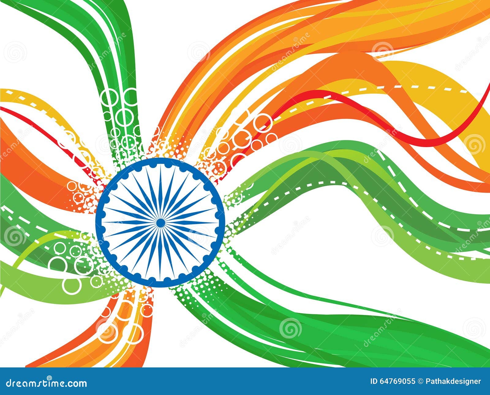 Abstract Indian Flag Wave with Chakra Stock Vector - Illustration of ...