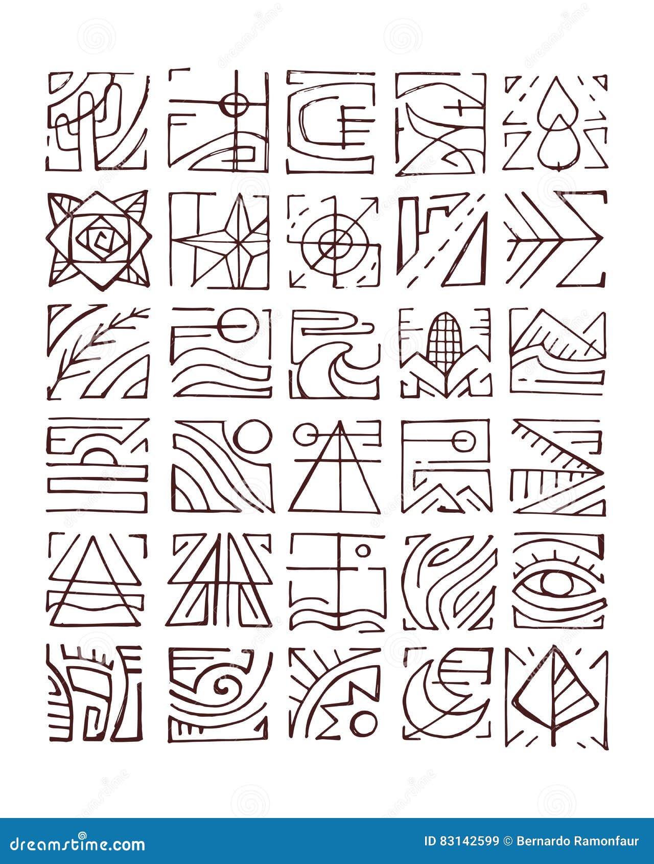 Abstract Indigenous Symbols Cartoon Vector | CartoonDealer.com #83142599