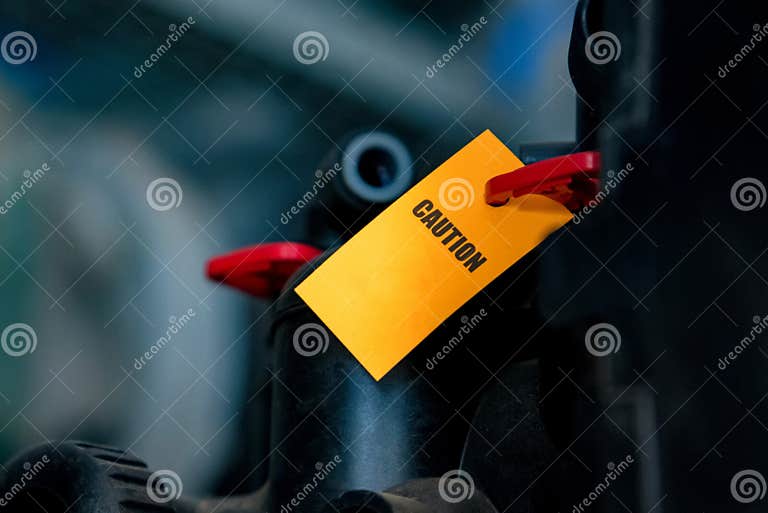 Abstract Industrial Background with a Caution Table Stock Photo - Image ...