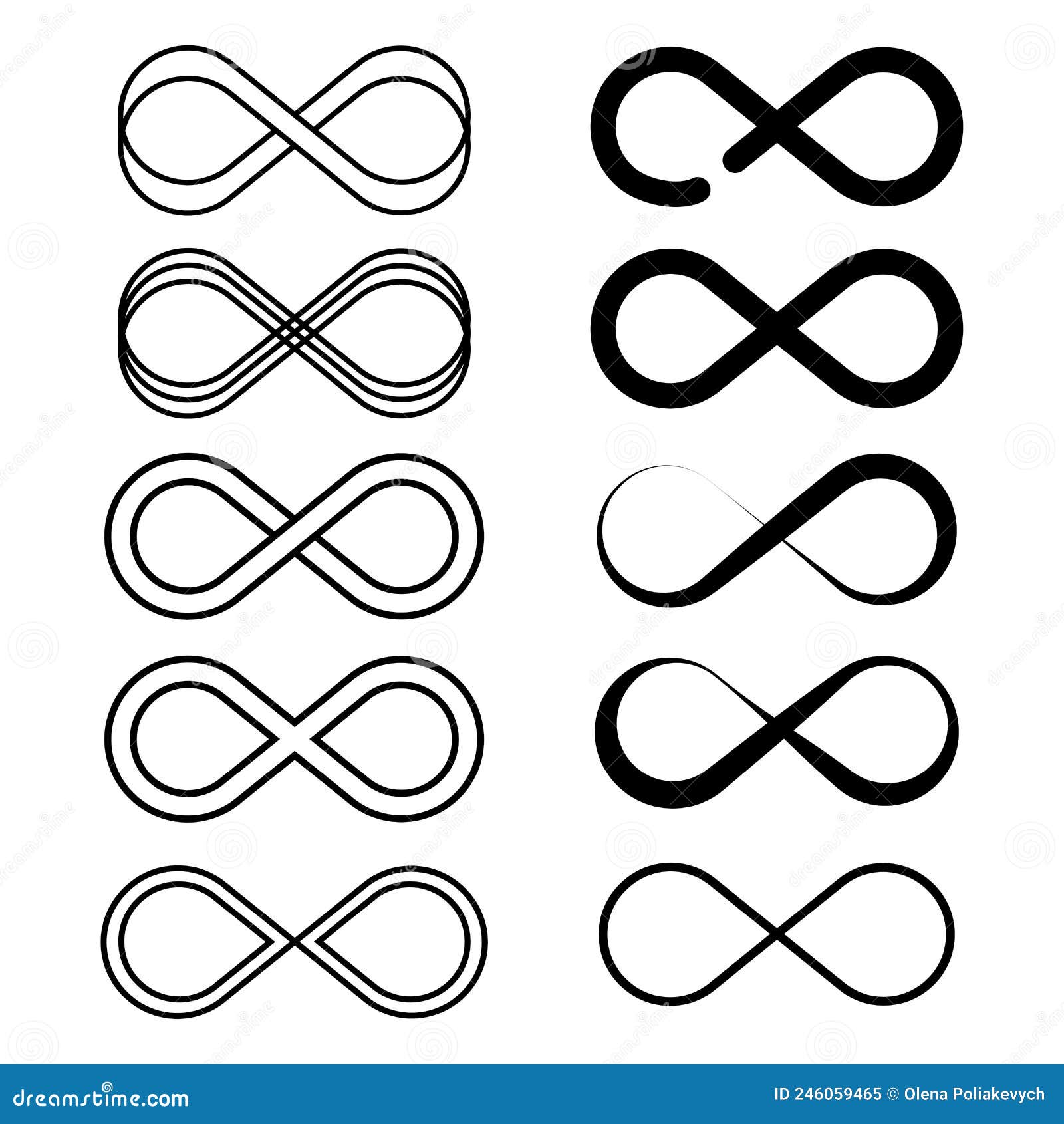 Abstract Infinity Sign Set. Infinity Sign. a Set of Horizontal Eights ...