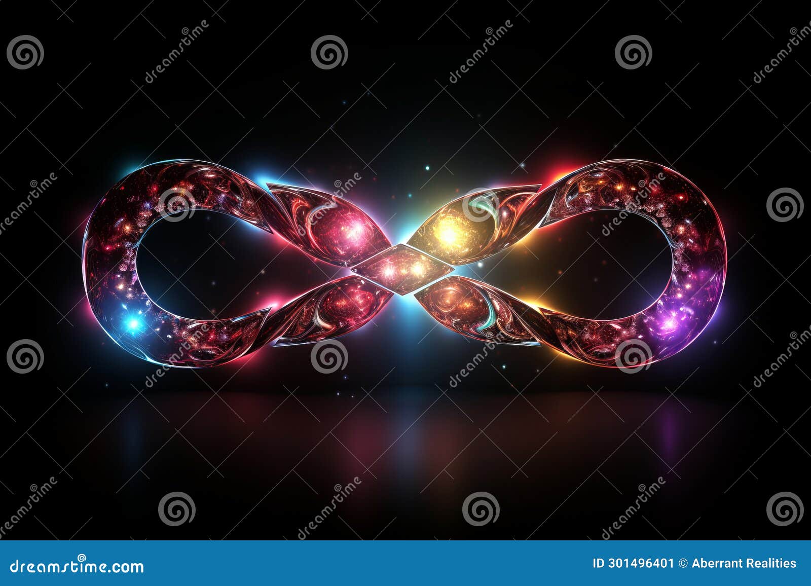 An Abstract Infinity Symbol with Glowing Lights on a Black Background ...
