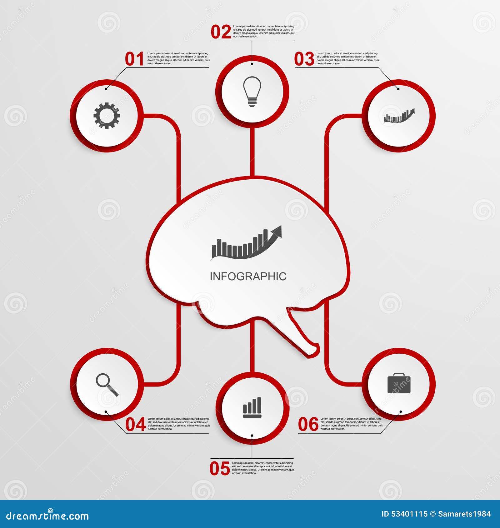 Abstract Infographic in the Center of the Brain. Design Elements Stock ...
