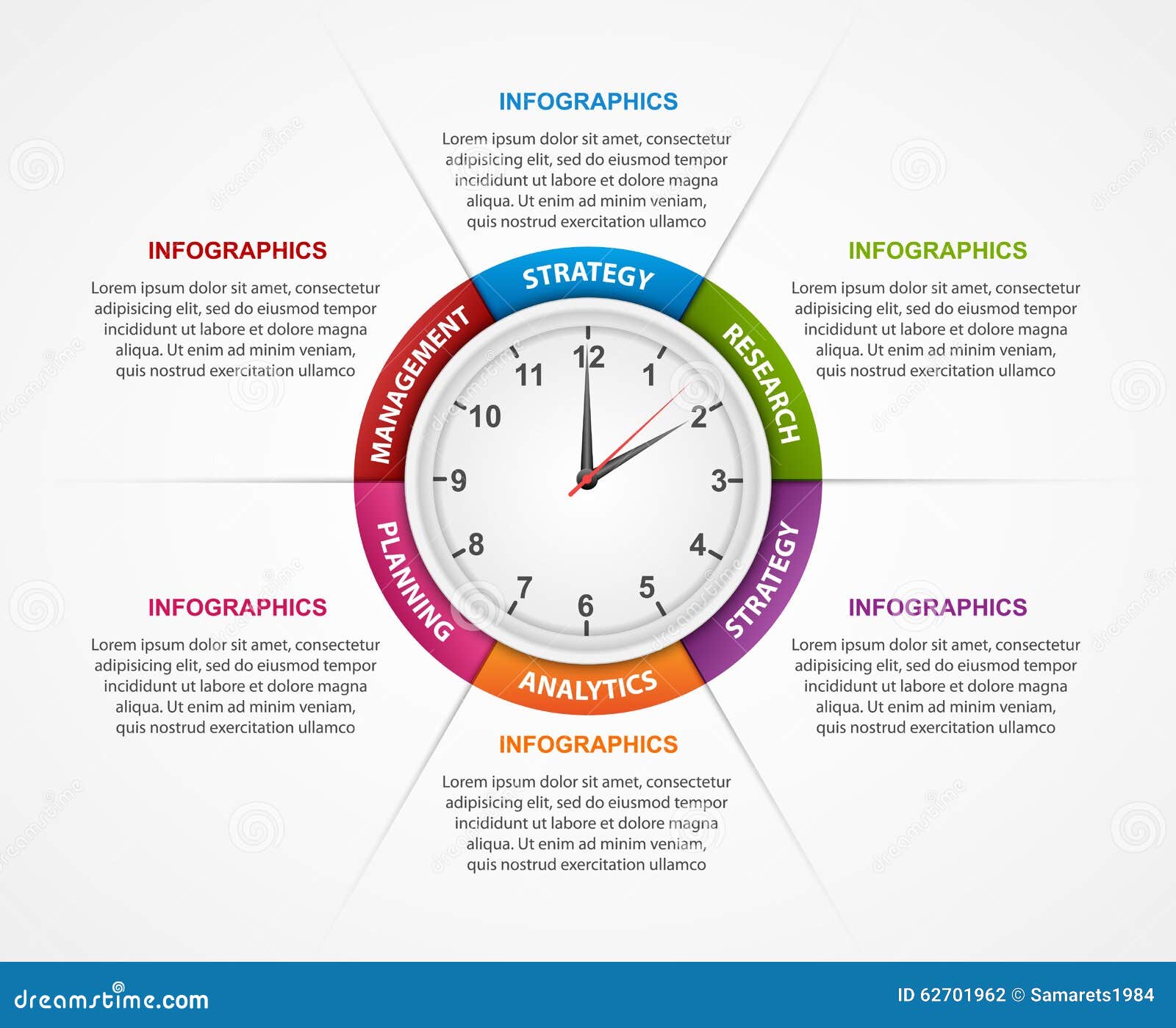 Abstract Infographic with Clock in the Centre. Design Template Stock ...