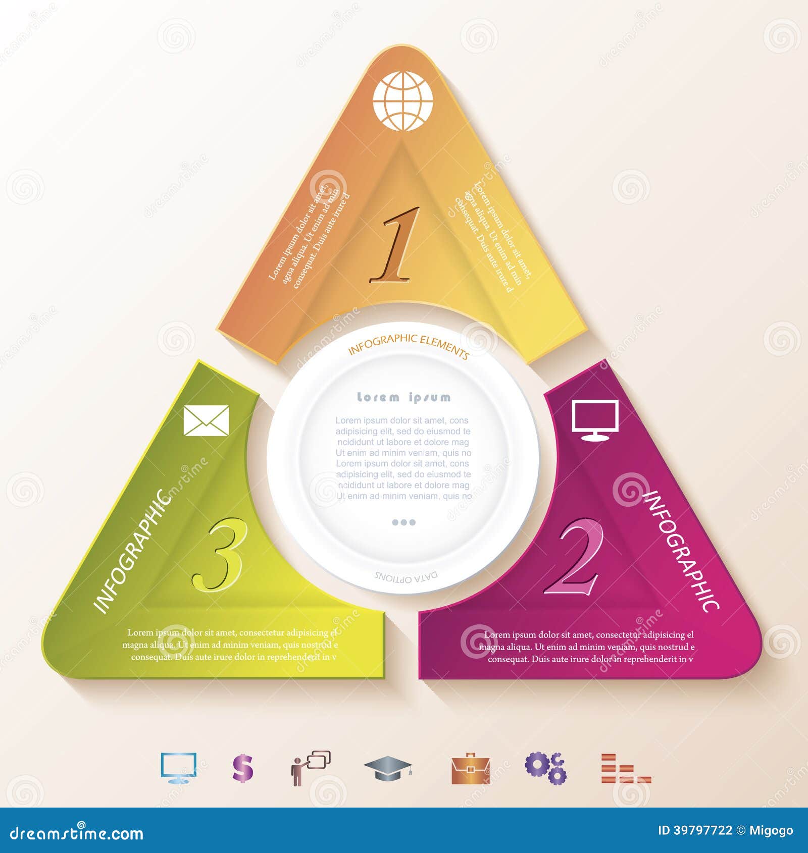 Abstract Infographic Design with Circle and Three Segments Stock ...
