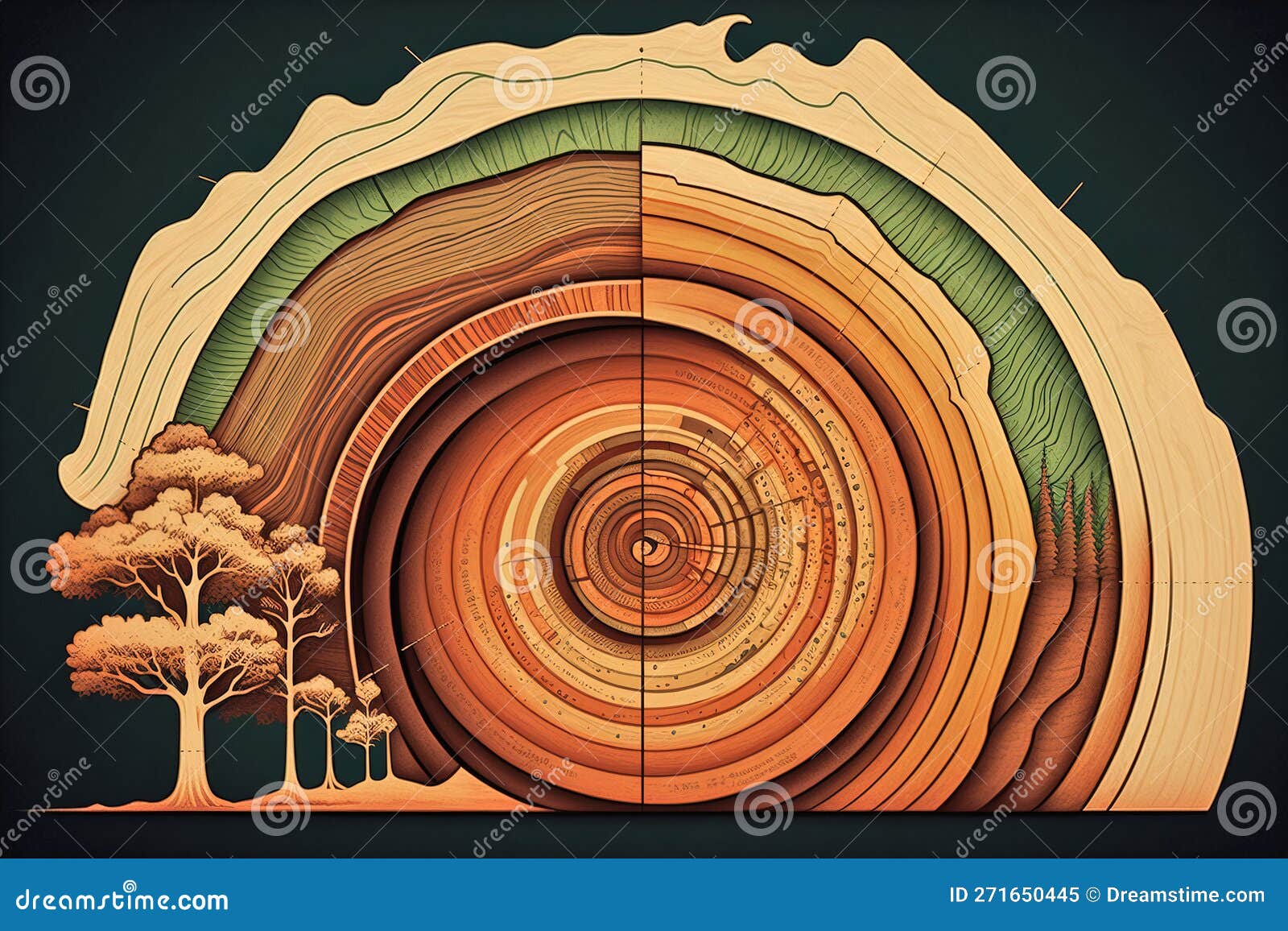 Abstract Infographic Illustration of Tree Age Rings Stock Illustration ...