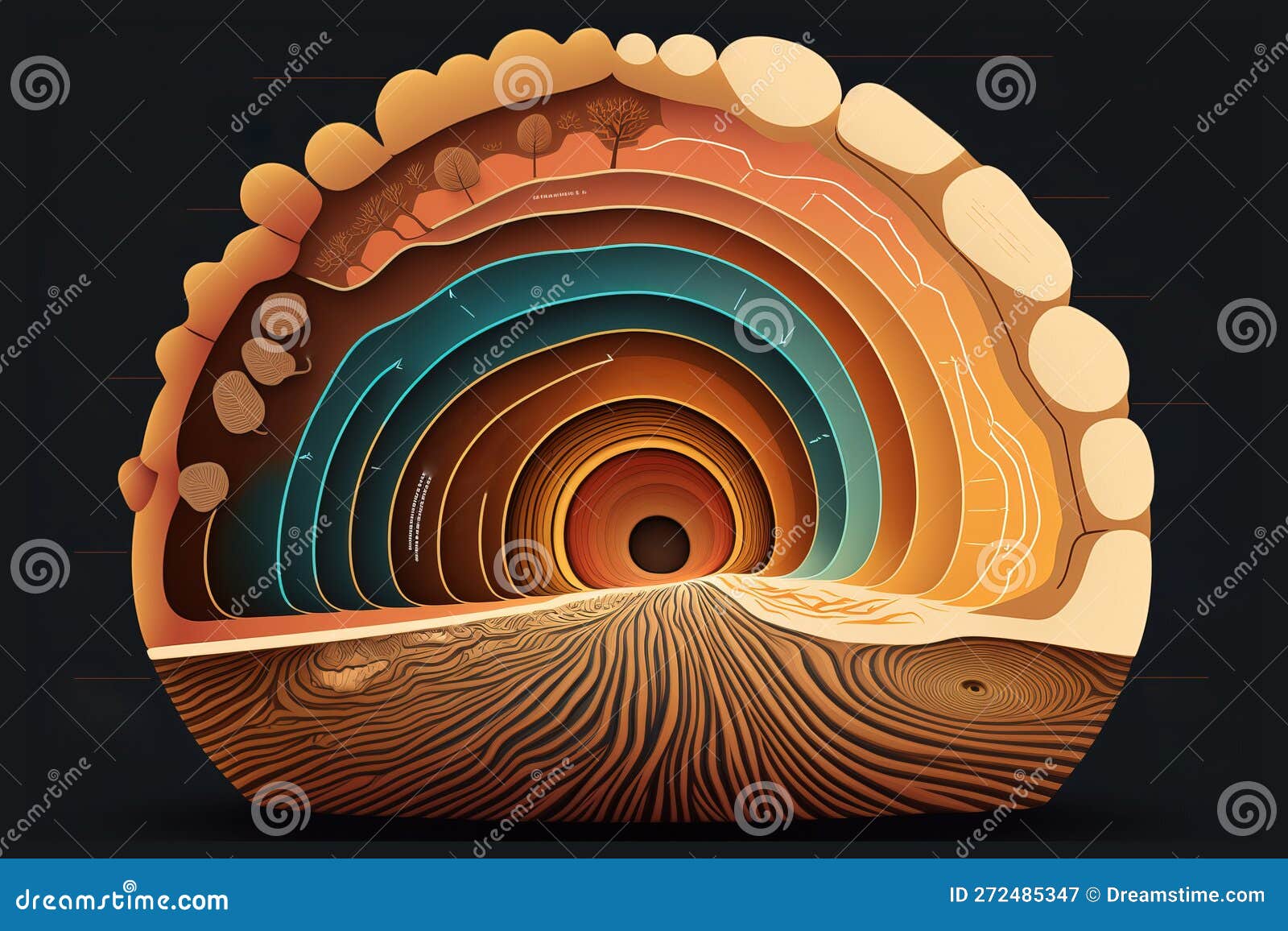 Abstract Infographic Illustration of Tree Age Rings Stock Illustration ...