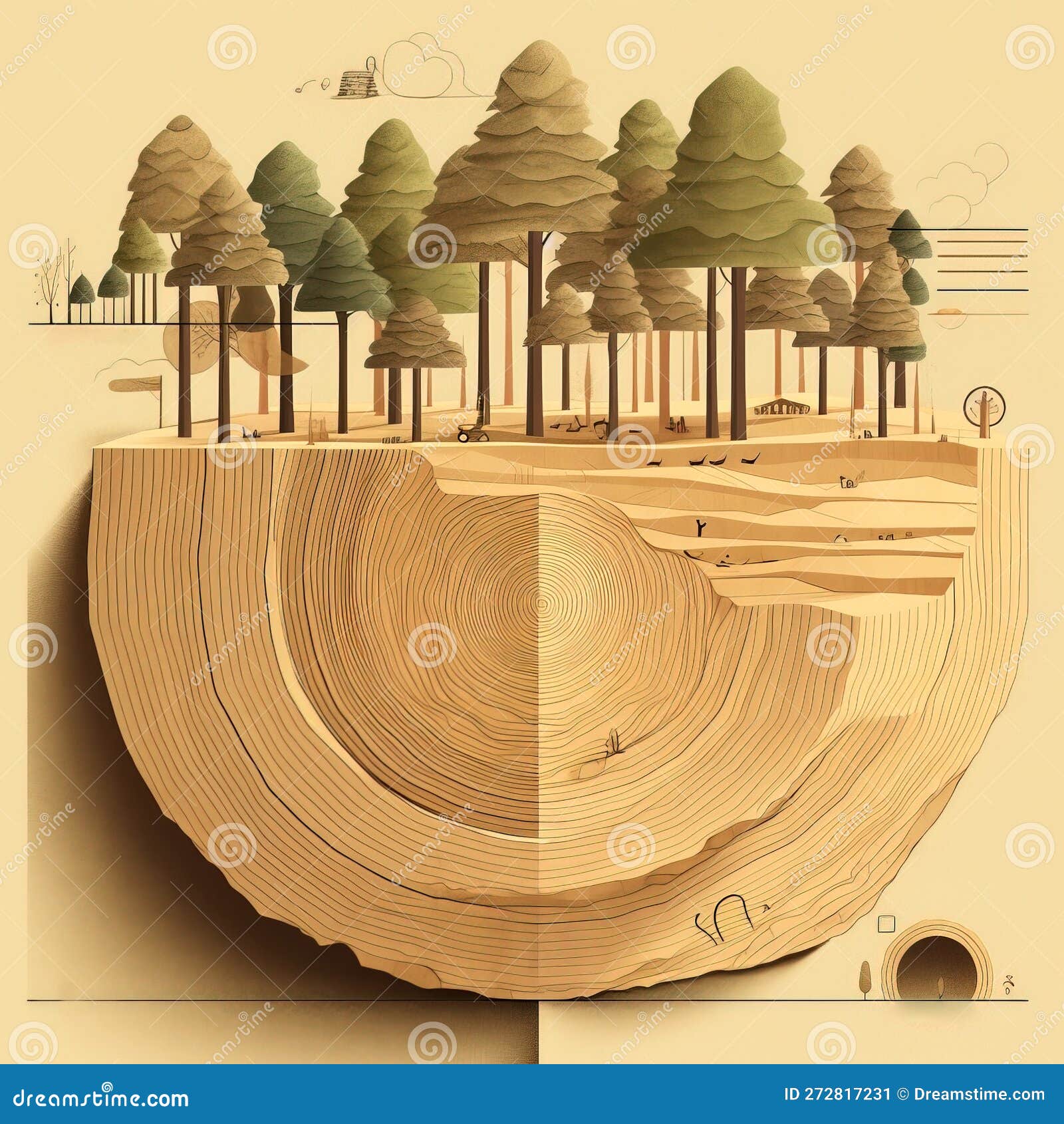 Abstract Infographic Illustration of Tree Age Rings Stock Illustration ...