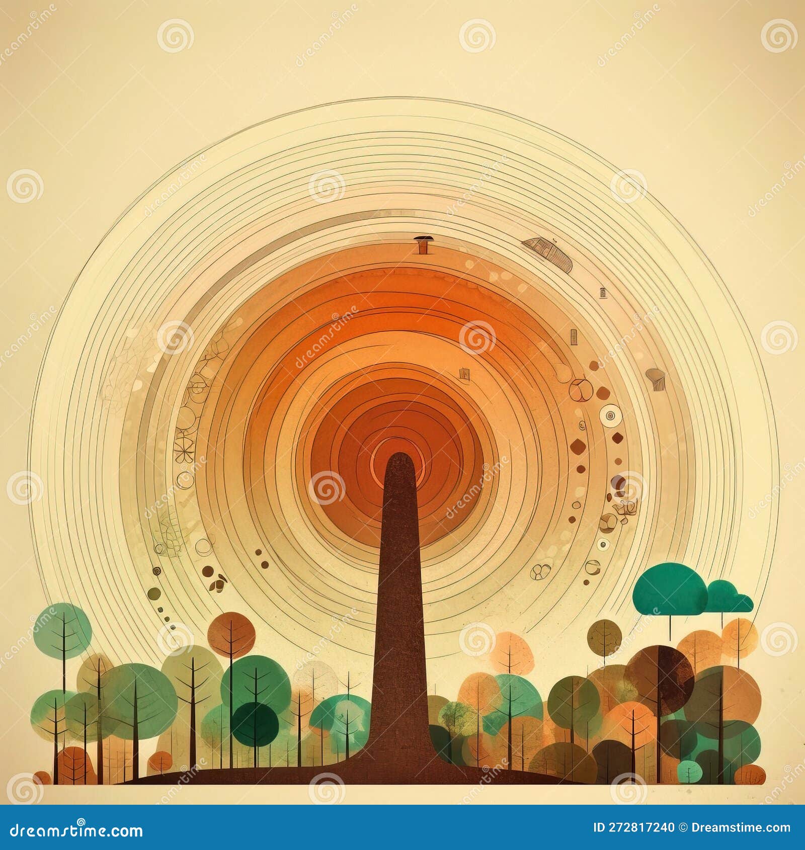 Abstract Infographic Illustration of Tree Age Rings Stock Illustration ...
