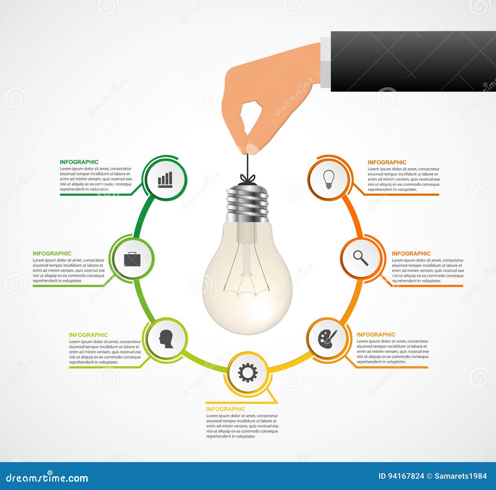 Abstract Infographic with Light Bulb Banner. Stock Vector ...