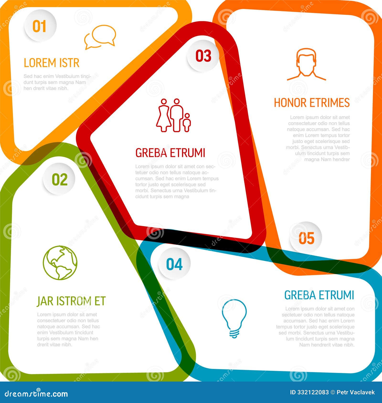 Abstract Infographic Template with 5 Block with Color Borders Stock Vector - Illustration of ...