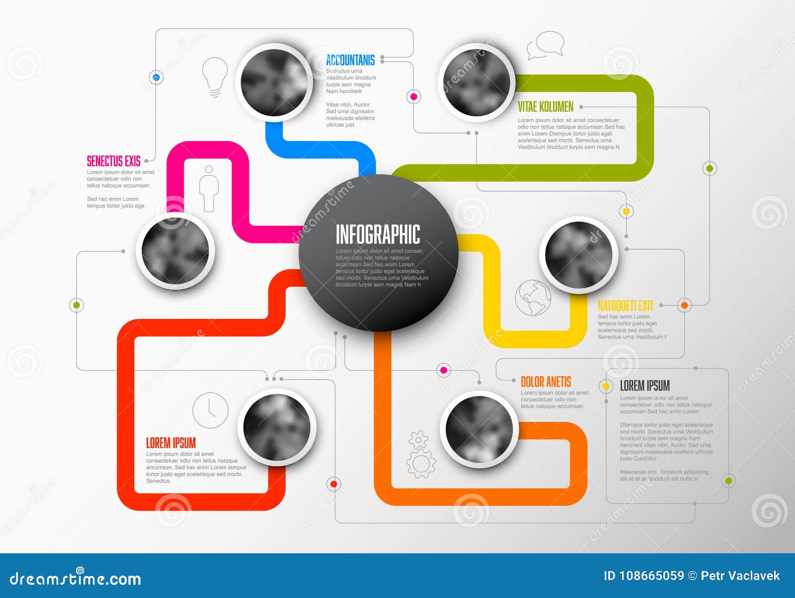 Abstract Infographic Template with Main Topic in the Middle Stock ...