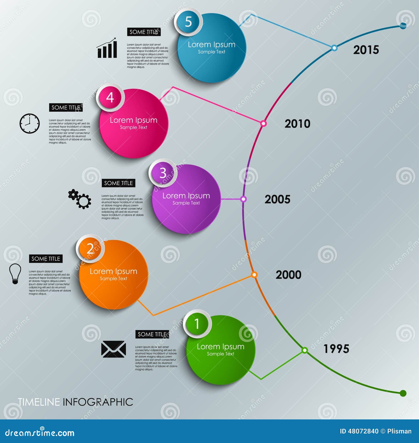 Abstract Infographic Timeline Colored Round Element Template Stock ...