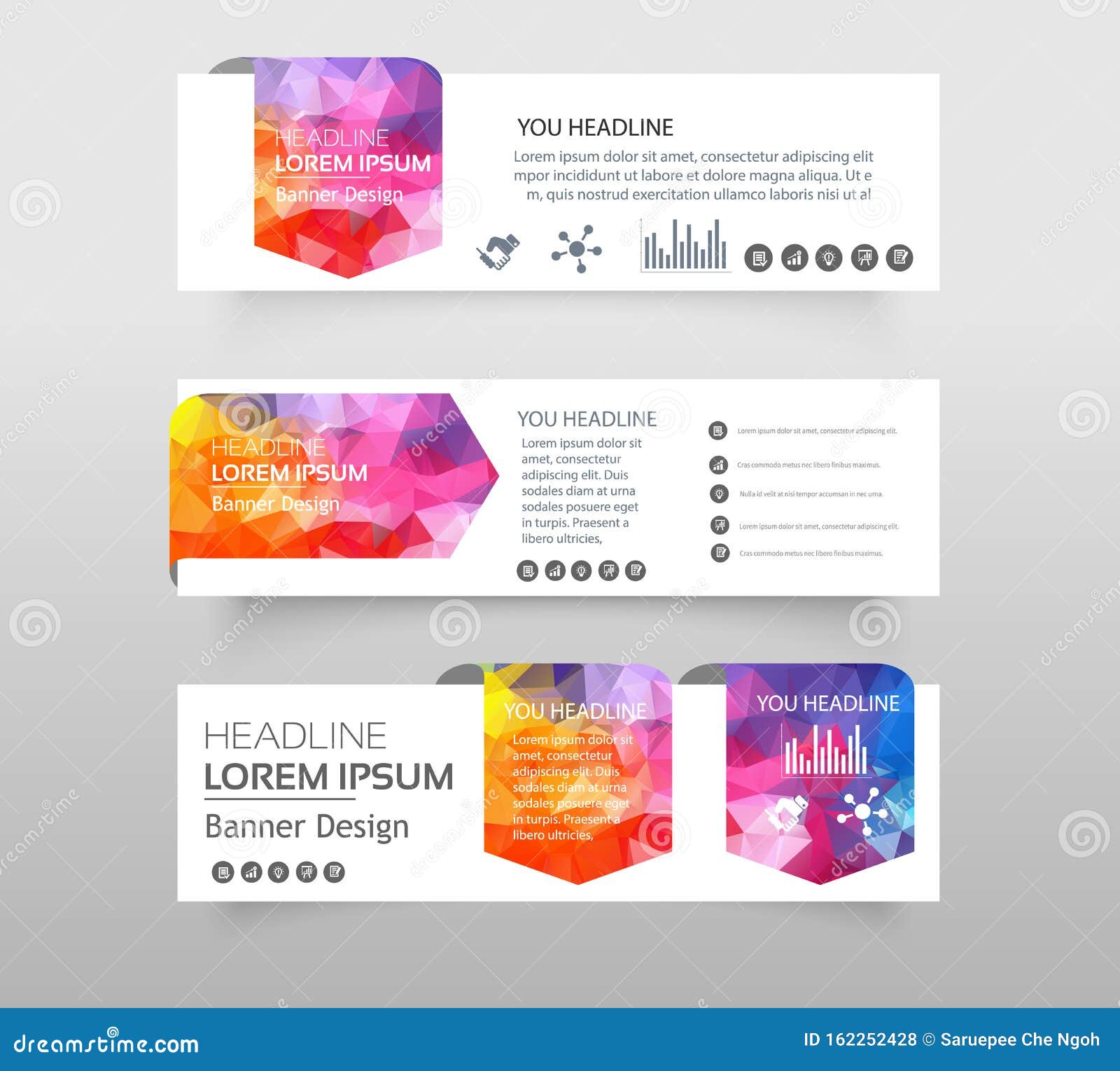 Abstract of Infographic Web Banner Modern Low Polygon Set Background ...