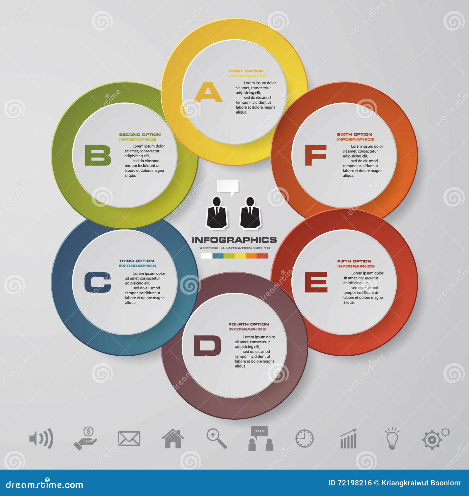 Abstract Infographics Business Template. 6 Steps Order. Stock Vector ...
