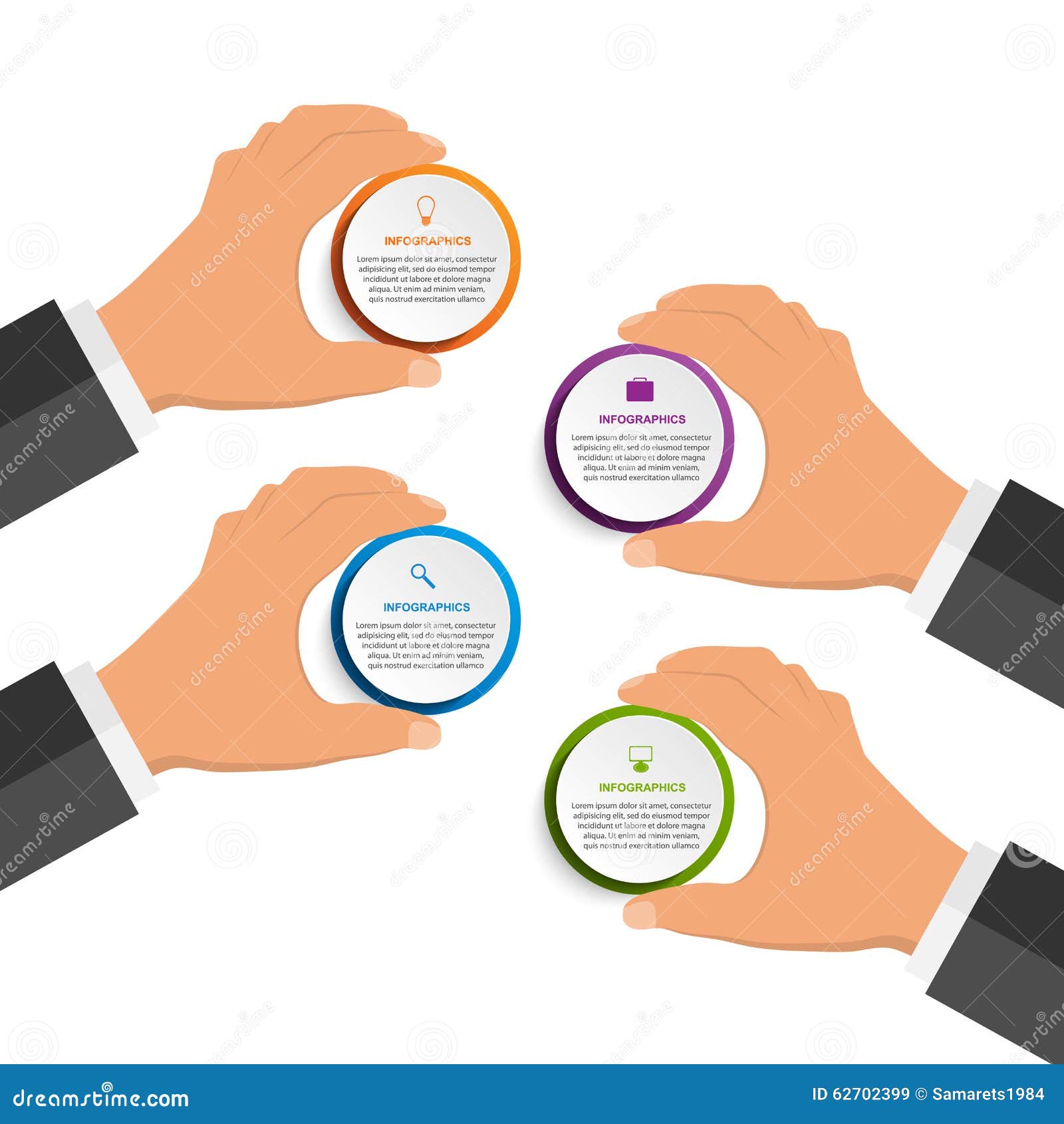 Abstract Infographics Design Template with Human Hands Holding the ...
