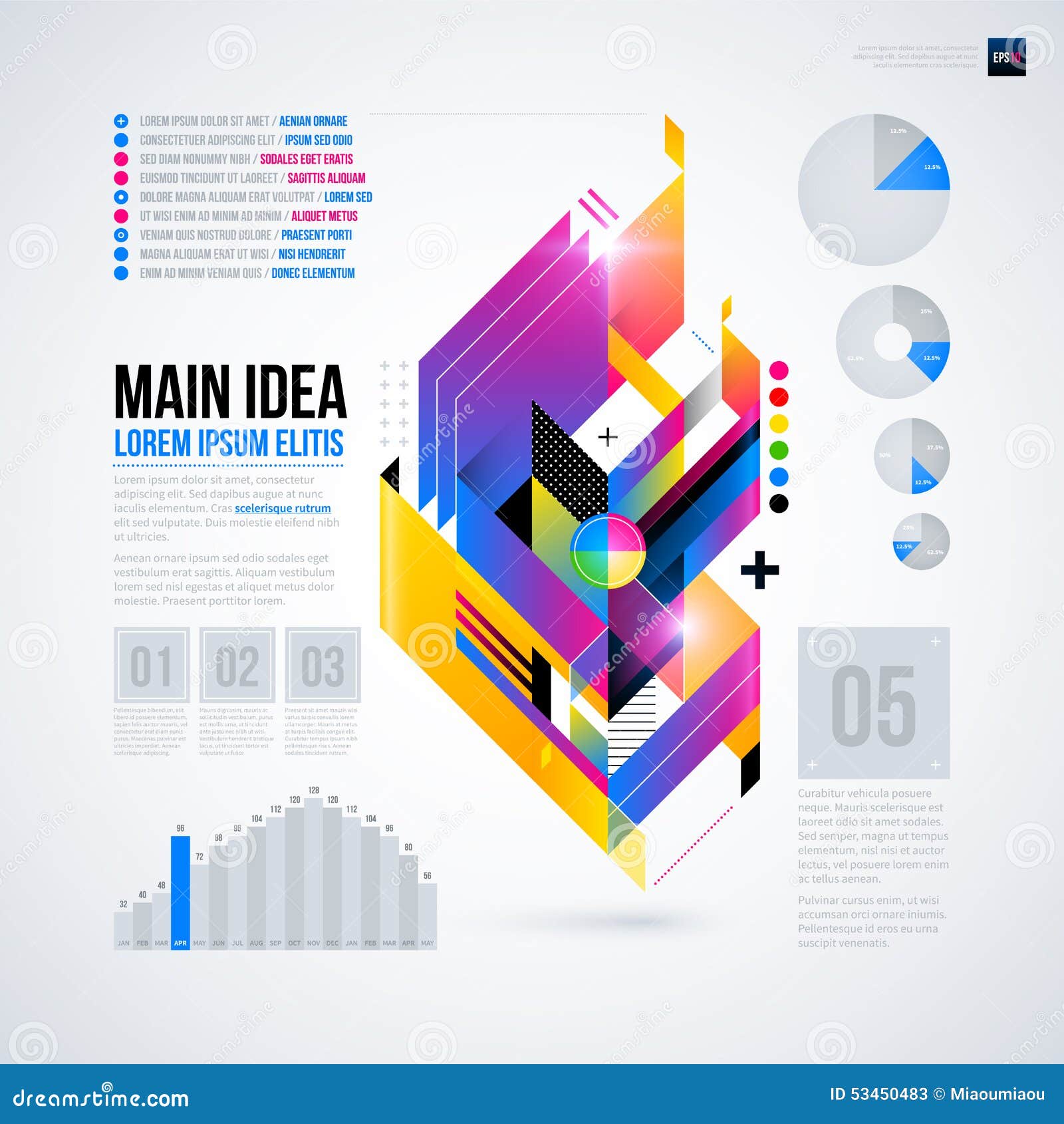 Abstract Infographics Layout with Glossy Geometric Elements. Stock ...