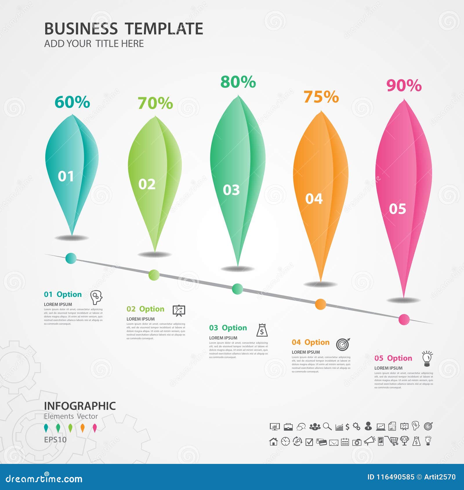 Abstract Infographics Number Options Template, Chart, Diagram, Slide ...